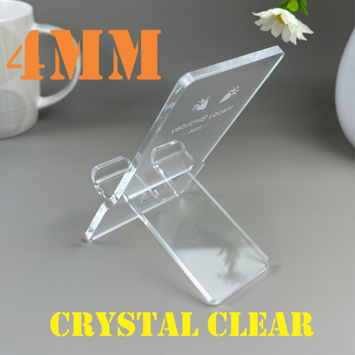 phone holders stand 4mm clear acrylic personalized engrave – Vmake Gift